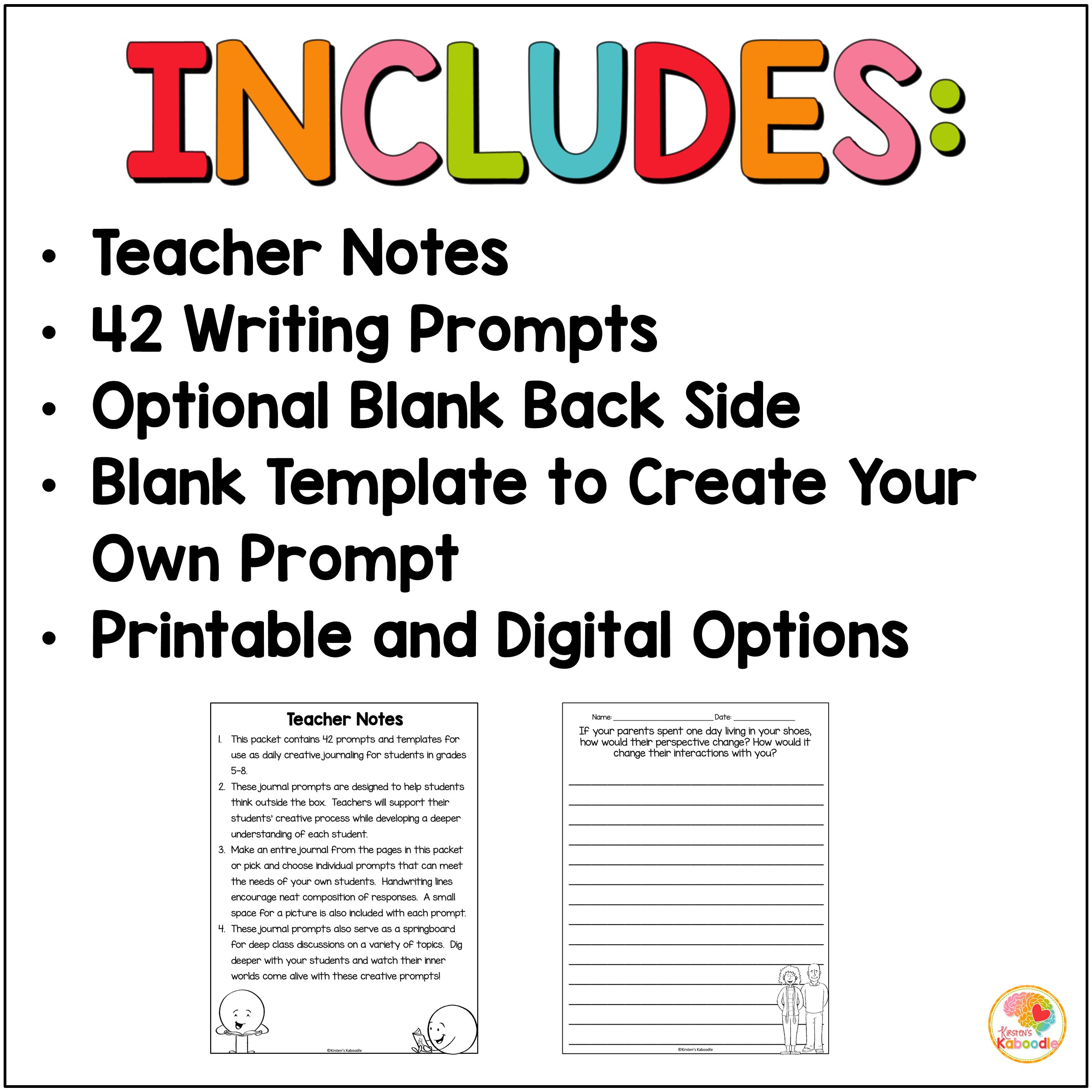 Creative Journal Prompts for 5th, 6th, and 7th Grade