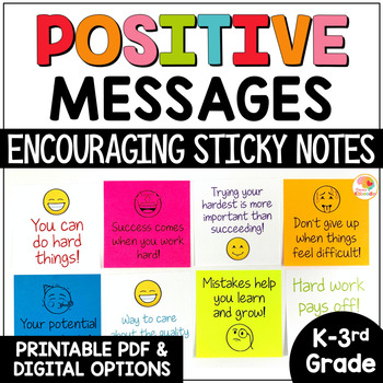 Positive Messages on Sticky Notes for Lower Grades