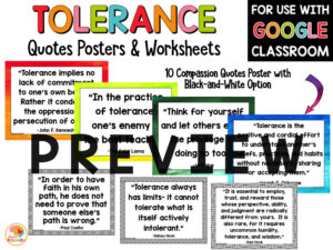 Tolerance Quotes Posters and Activities