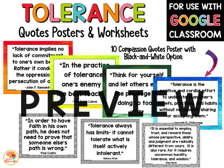 Tolerance Quotes Posters and Activities