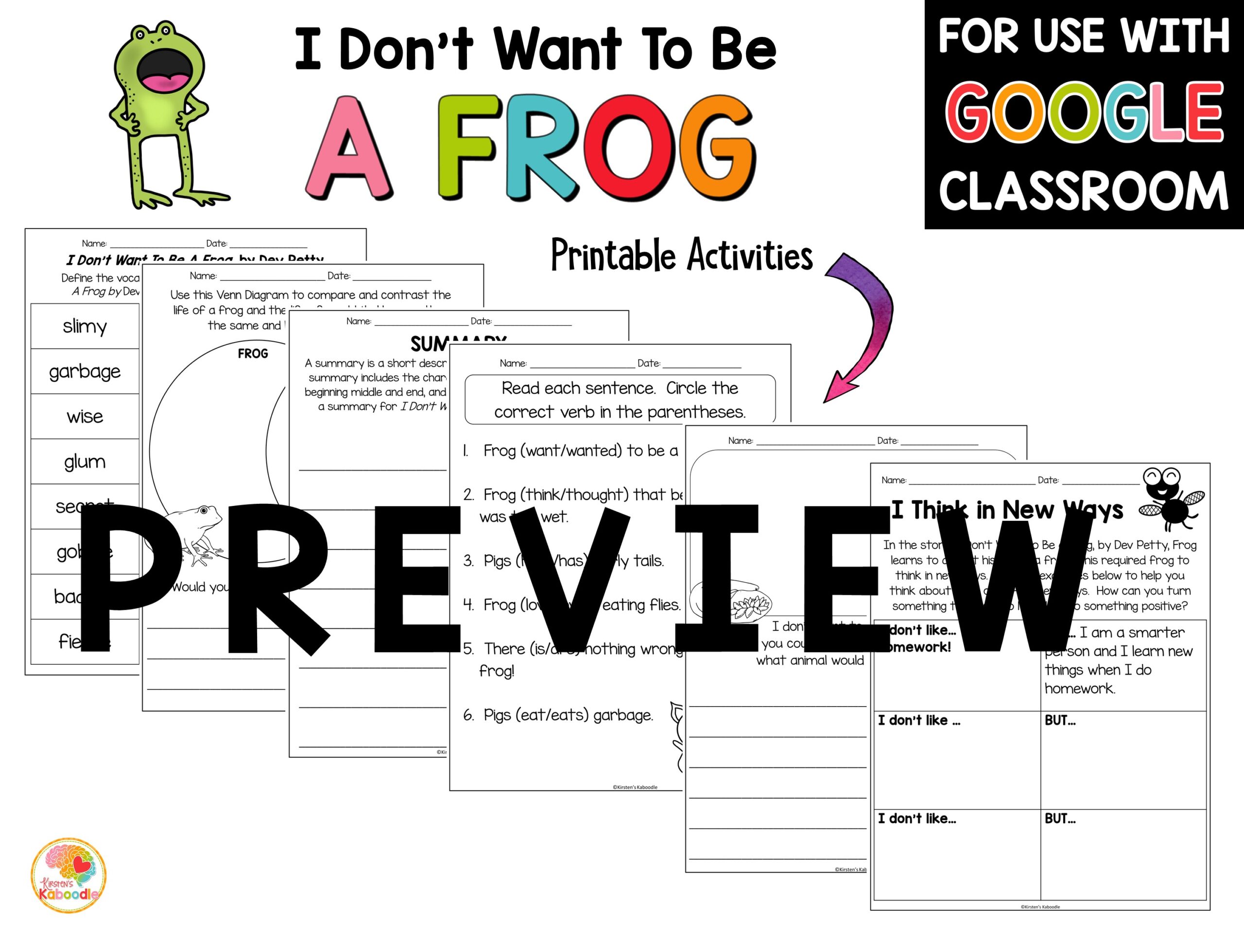 I Don't Want to Be a Frog Literature Unit