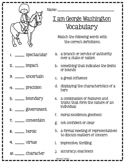 I am George Washington by Brad Meltzer Literature Activities