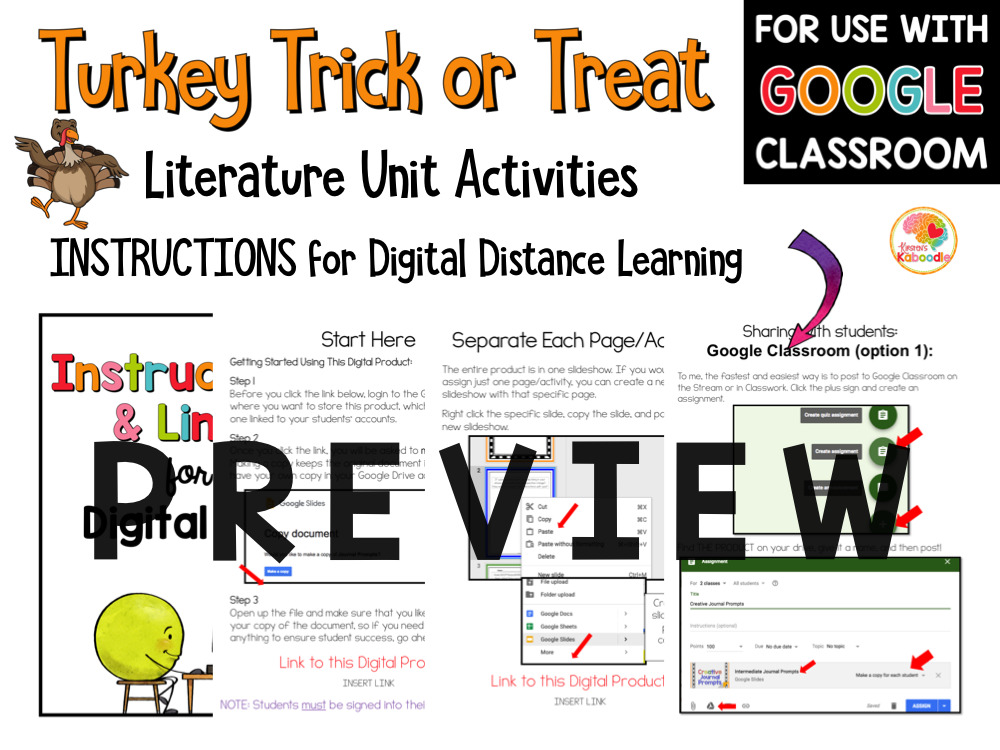Turkey Trick or Treat Literature Unit Activities