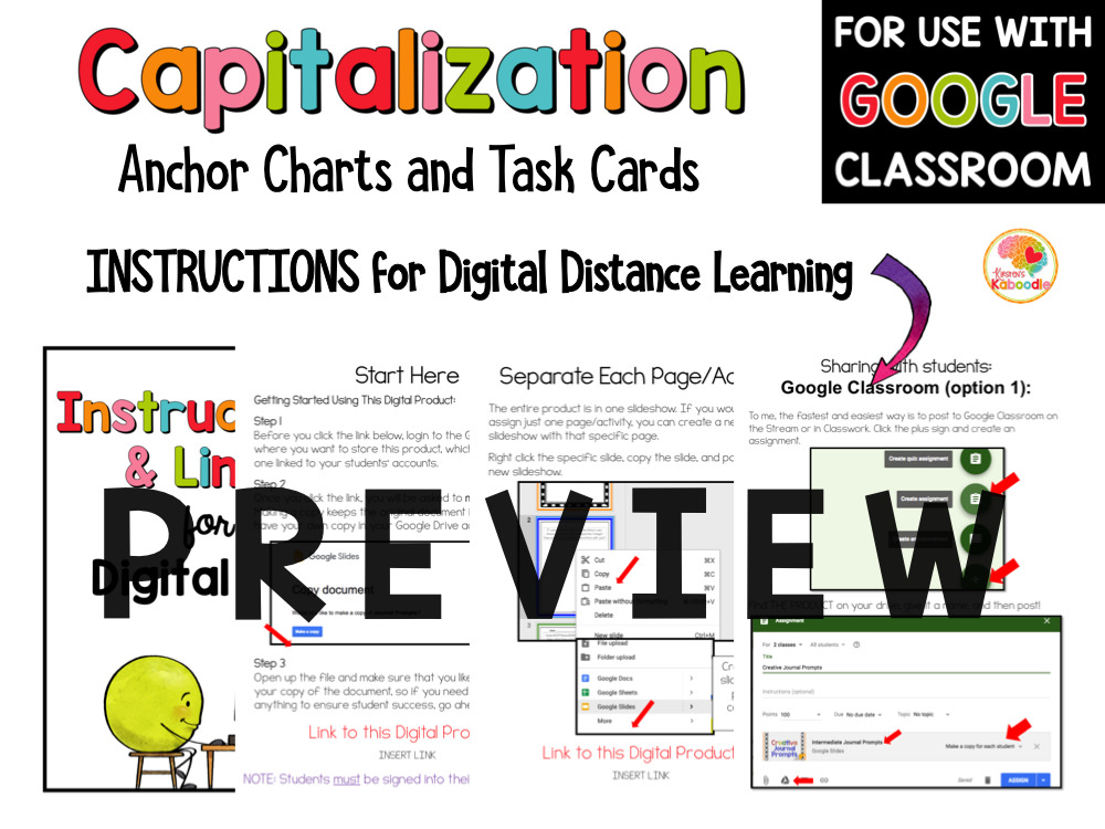 Capitalization Task Cards and Anchor Charts