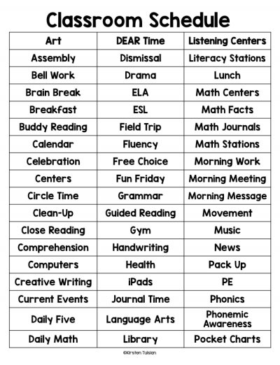 Classroom Schedule Cards and Clocks - Black and White Theme