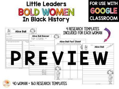 Little Leaders: Bold Women in Black History RESEARCH TEMPLATES