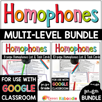 Homophones List and Task Cards Multi-Level BUNDLE • Kirsten's Kaboodle
