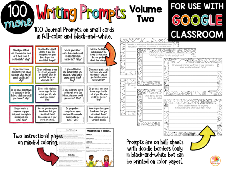 Quick Writes Journal Prompts for Elementary and Middle School VOLUME ...