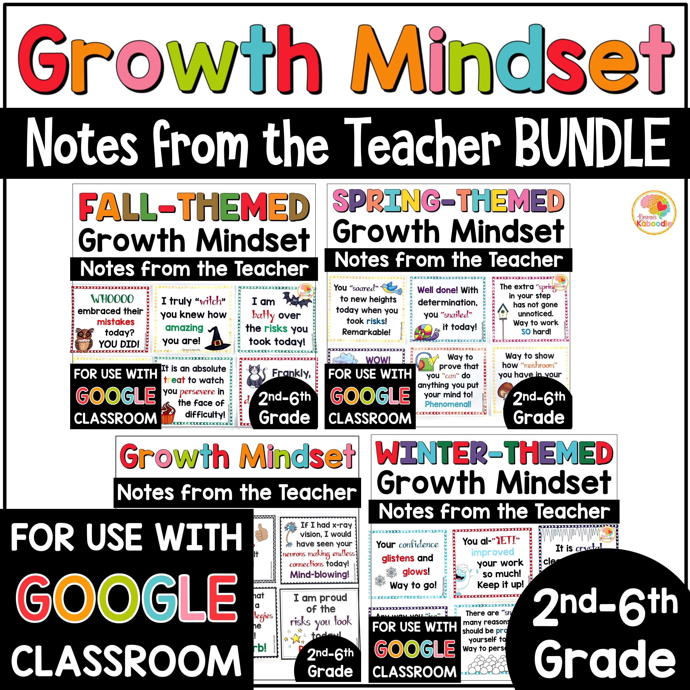 Growth Mindset Notes from the Teacher BUNDLE | Encouraging Notes from ...