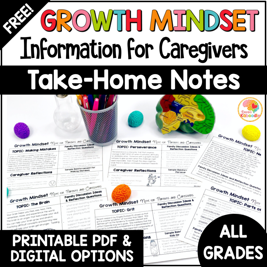 Free Growth Mindset Notes for Parents and Caregivers • Kirsten's Kaboodle