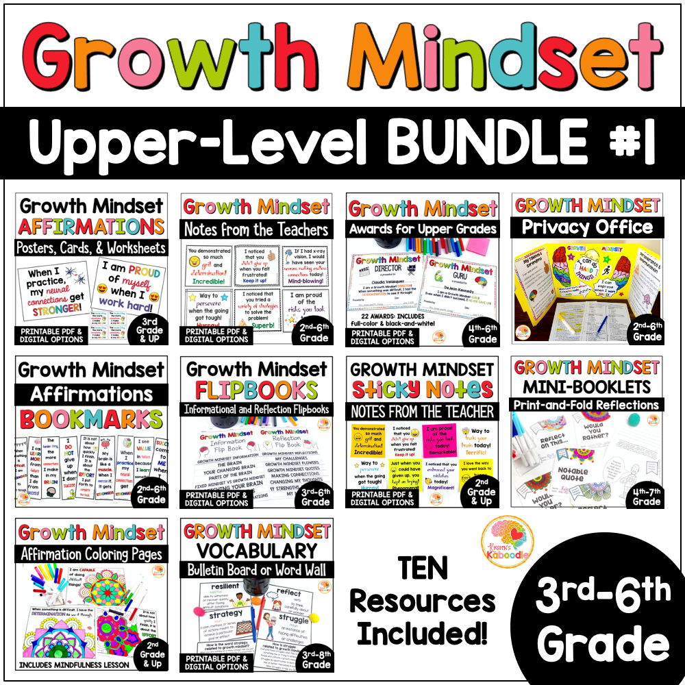 Growth Mindset Worksheets and Activities BUNDLE: 3rd-6th Grade